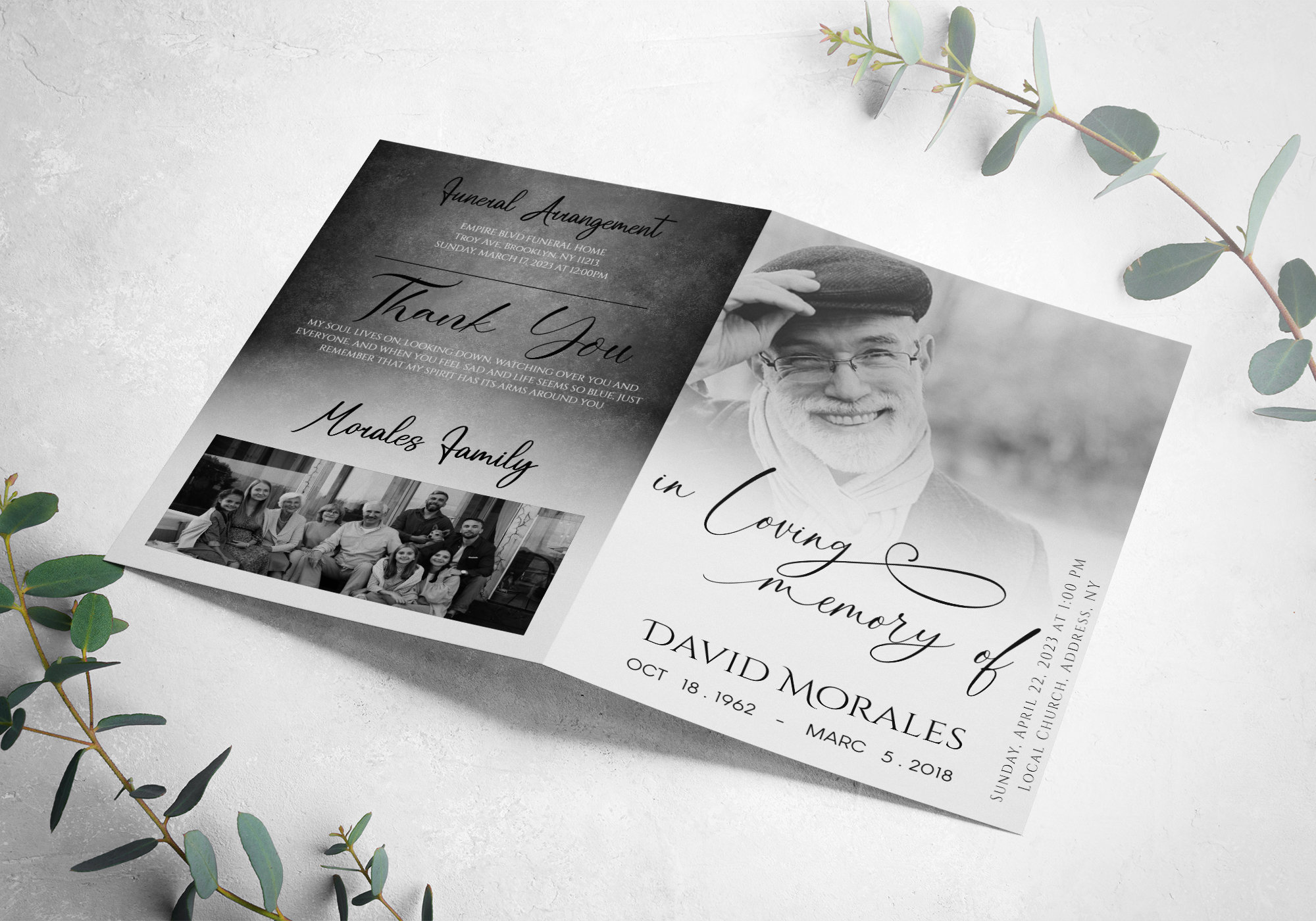 Black and White Funeral Program Template, Funeral Memorial Program ...