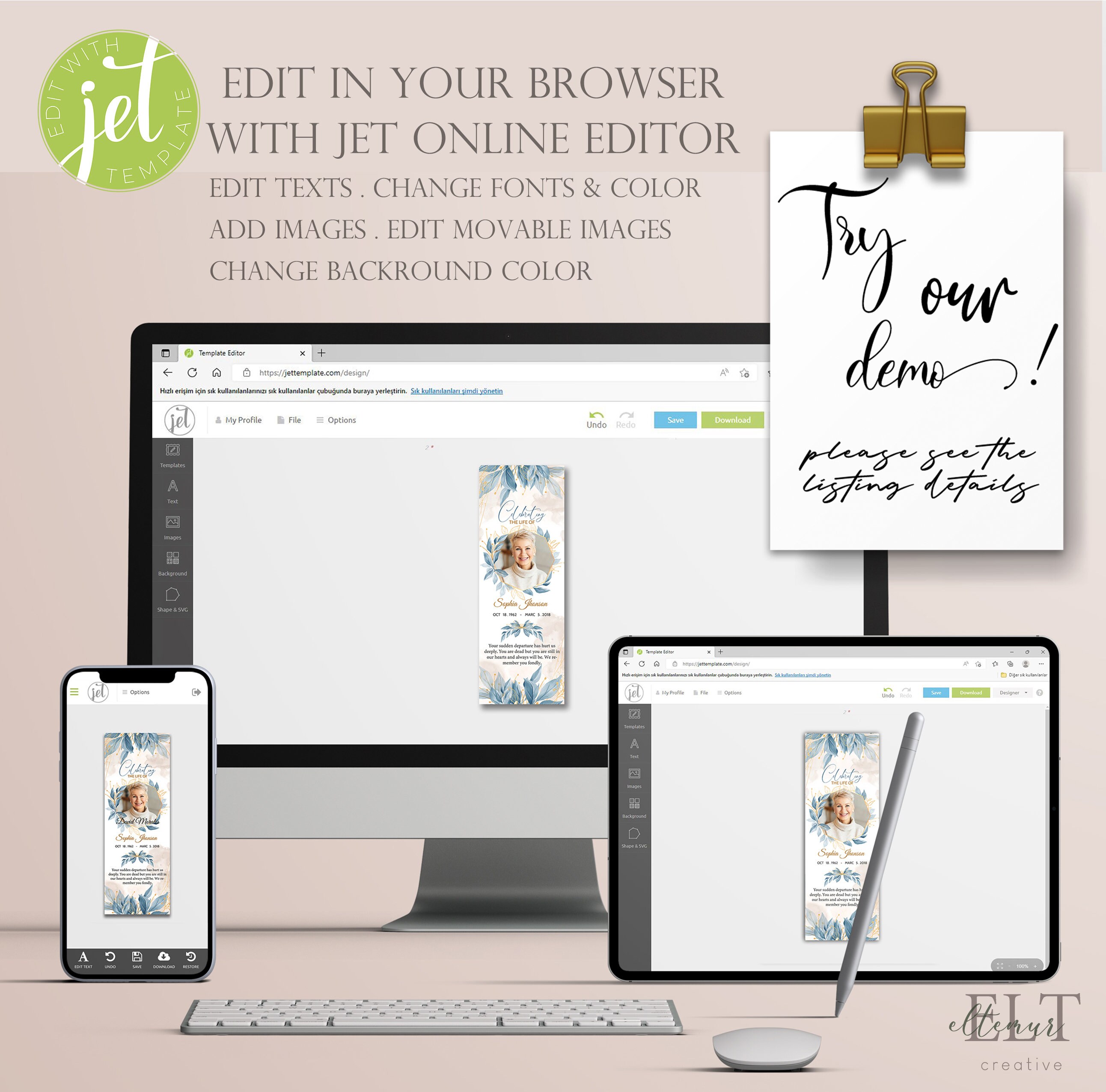 Modèle de signet funéraire moderne pour hommes et femmes - Etsy Canada