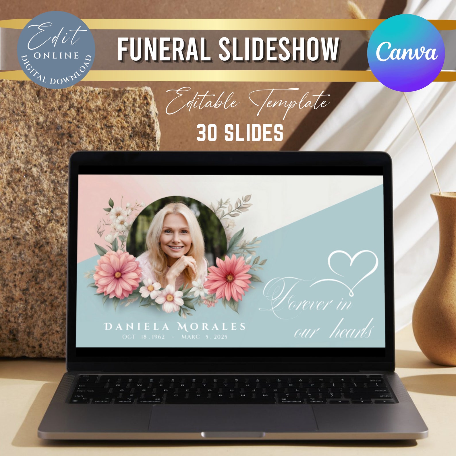 Memorial Slideshow Template: Celebration of Life Presentation (canva ...