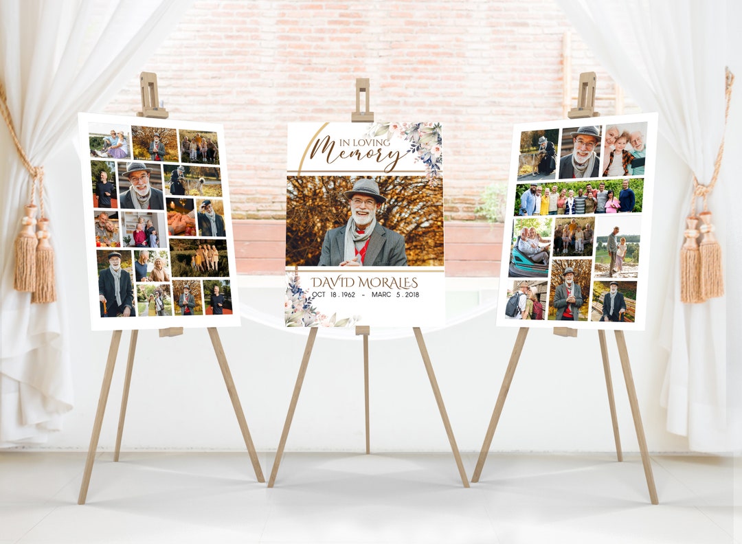SET Funeral Collage Templates, Floral Funeral Welcome Sign, Celebration ...