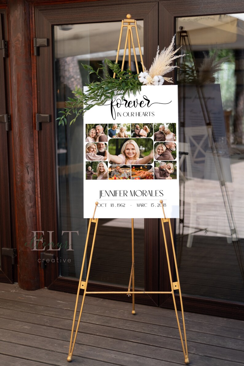 Funeral Sign Template Photo Collage, Memorial Service Sign, Funeral ...