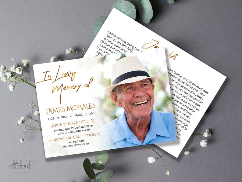 Funeral Invitation Template, Simple Photo Celebration of Life ...