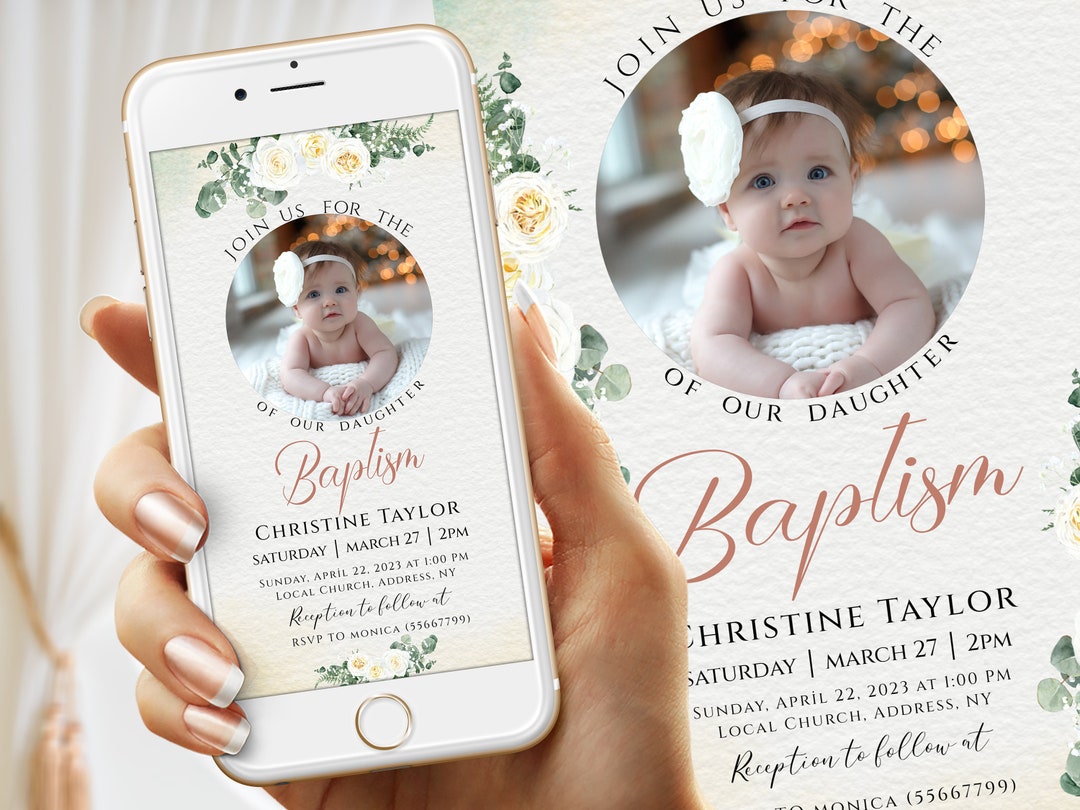 Digital Baptism Invitation Template ,baptism Template With Simple Photo ...