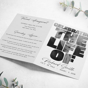 Foldable Funeral Program Template With Text and Photos on the Front ...