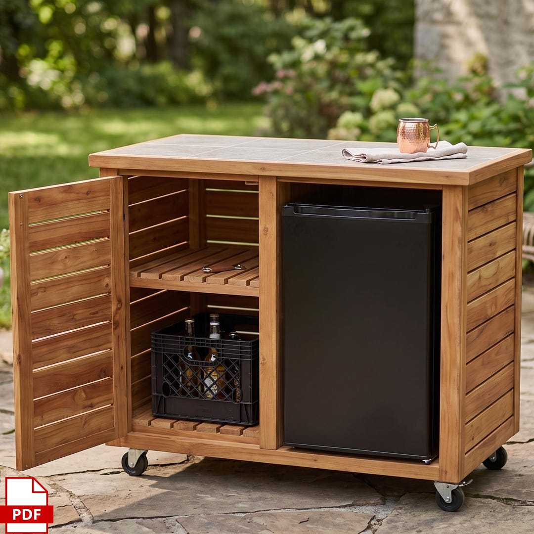 Outdoor Kitchen Cart Plans, Rolling Grill Prep Station DIY Build Guide ...