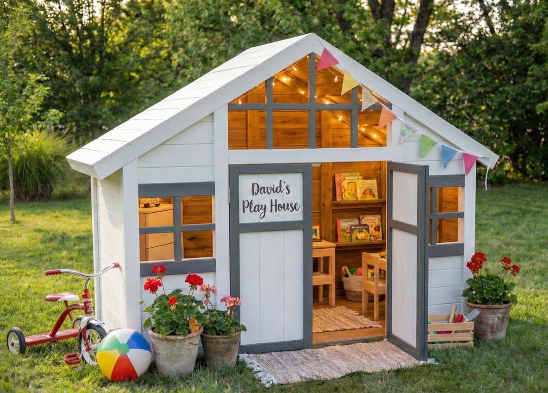 Whimsical Cozy Play House Plan | DIY Children's Playhouse Design - Etsy