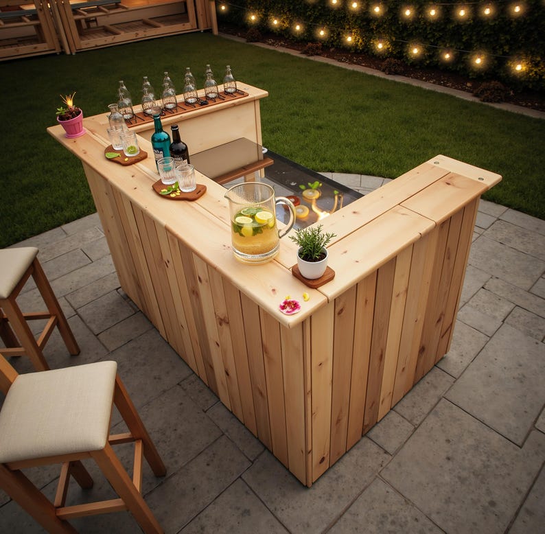 DIY Patio Bar Plans – Outdoor Wooden Bar PDF – Step-by-step Build Guide for Backyard ...