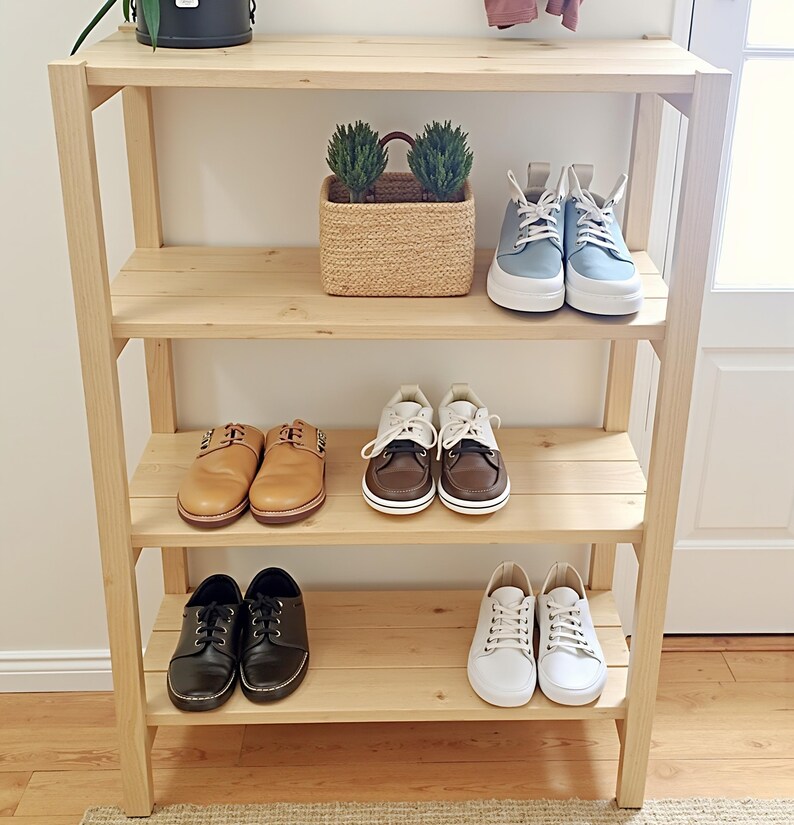 DIY Wooden Shoe Rack Plan – Step-by-step Build Guide PDF – Entryway ...