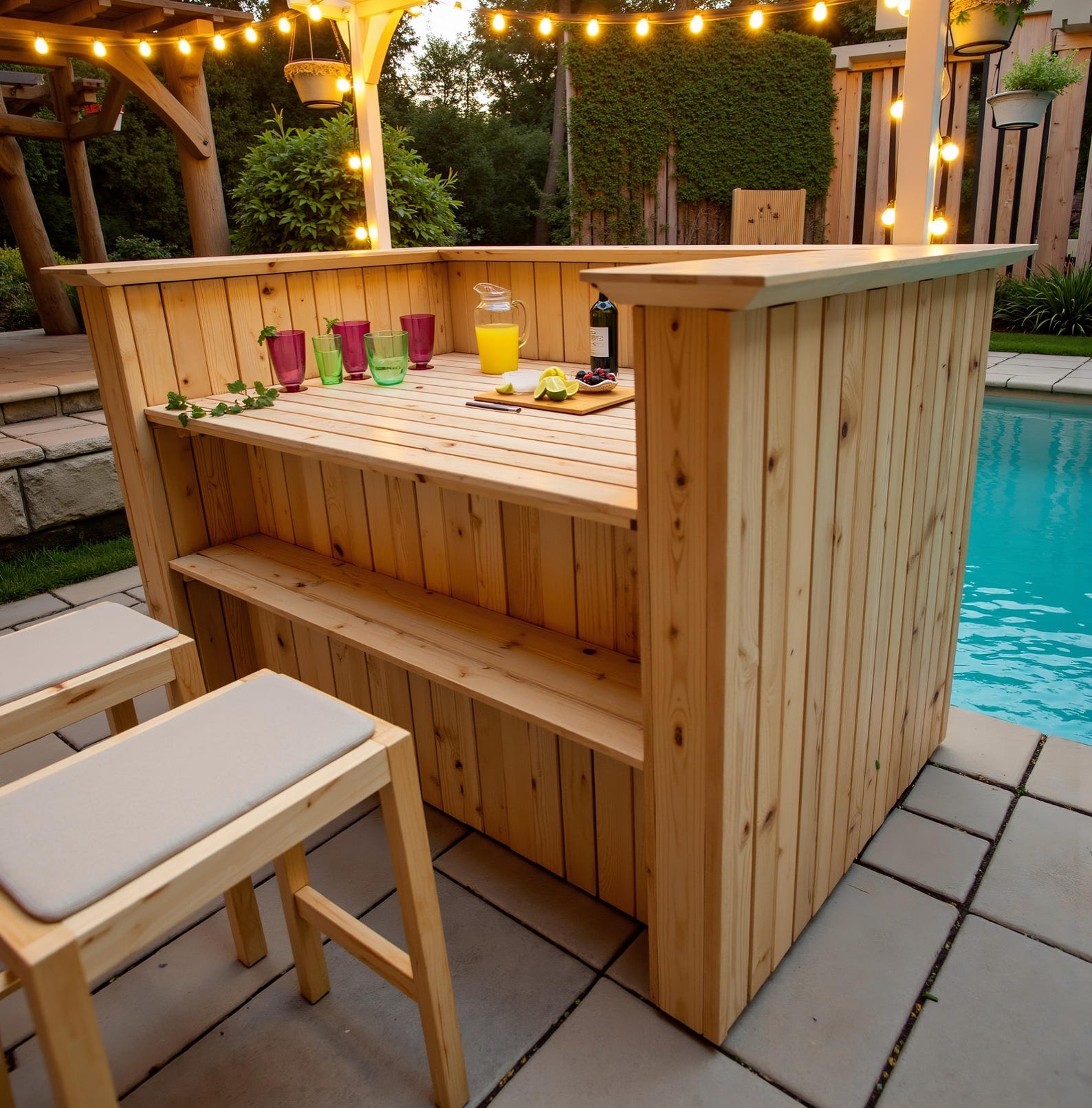 DIY Patio Bar Plans – Outdoor Wooden Bar PDF – Step-by-step Build Guide for Backyard ...