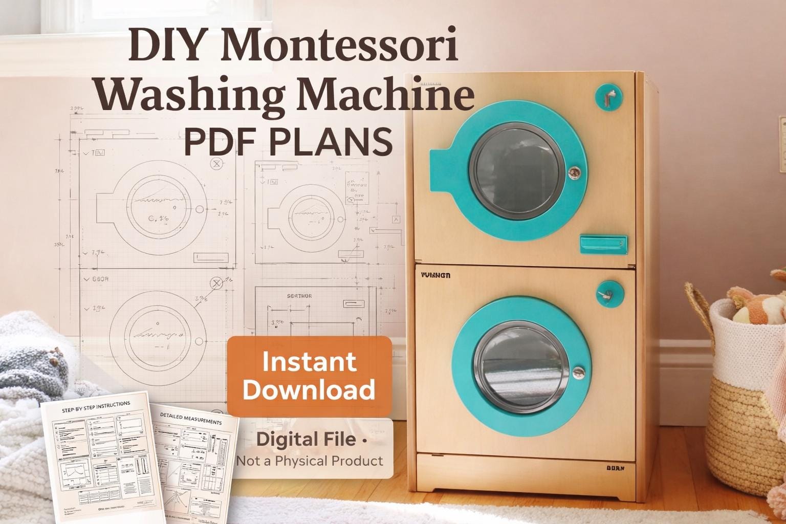 DIY Montessori Play Washing Machine Plan: Wooden Toy (PDF Download) - Etsy
