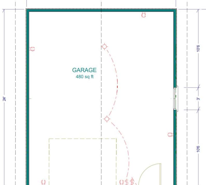 24' X 20' DIY Garage Plans: 1-car Garage With Slab Foundation - Etsy