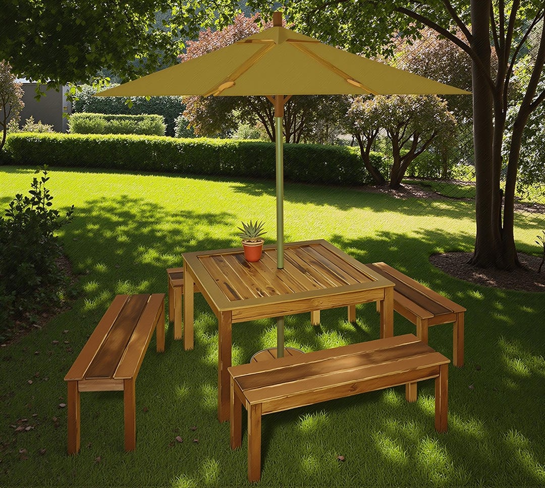 DIY Table and Bench Set Plan – PDF Outdoor Cedar Furniture | Picnic ...