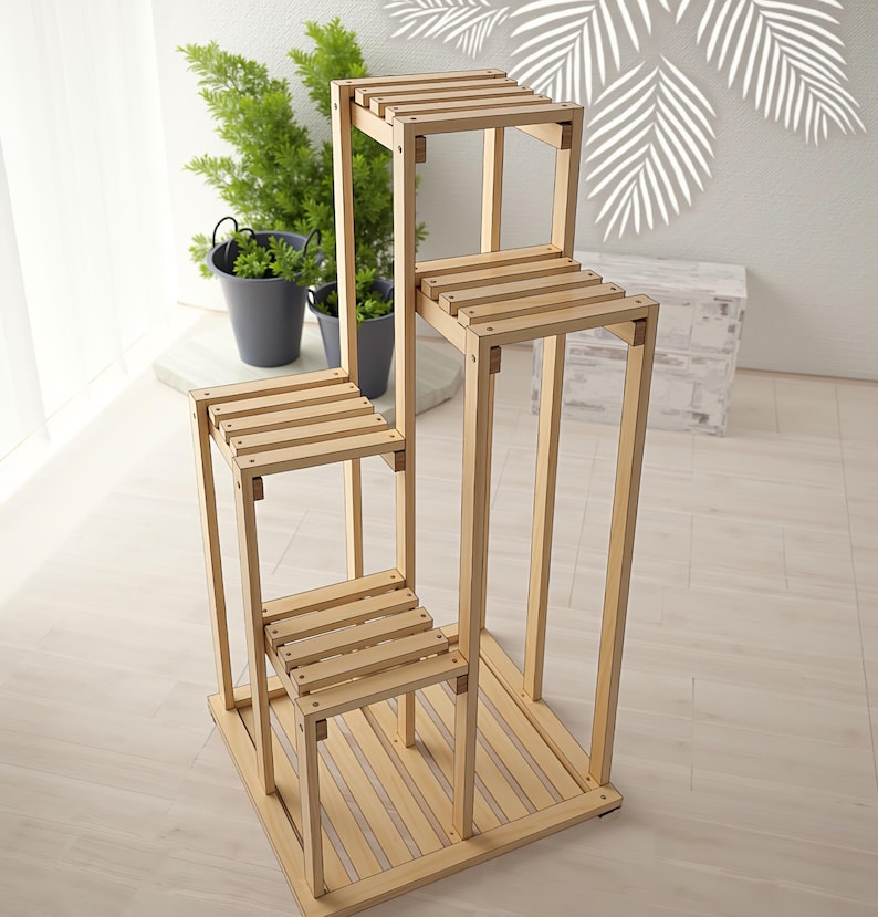 DIY Plant Stand Plans – Indoor Wood Plant Shelf PDF – Build Your Own ...