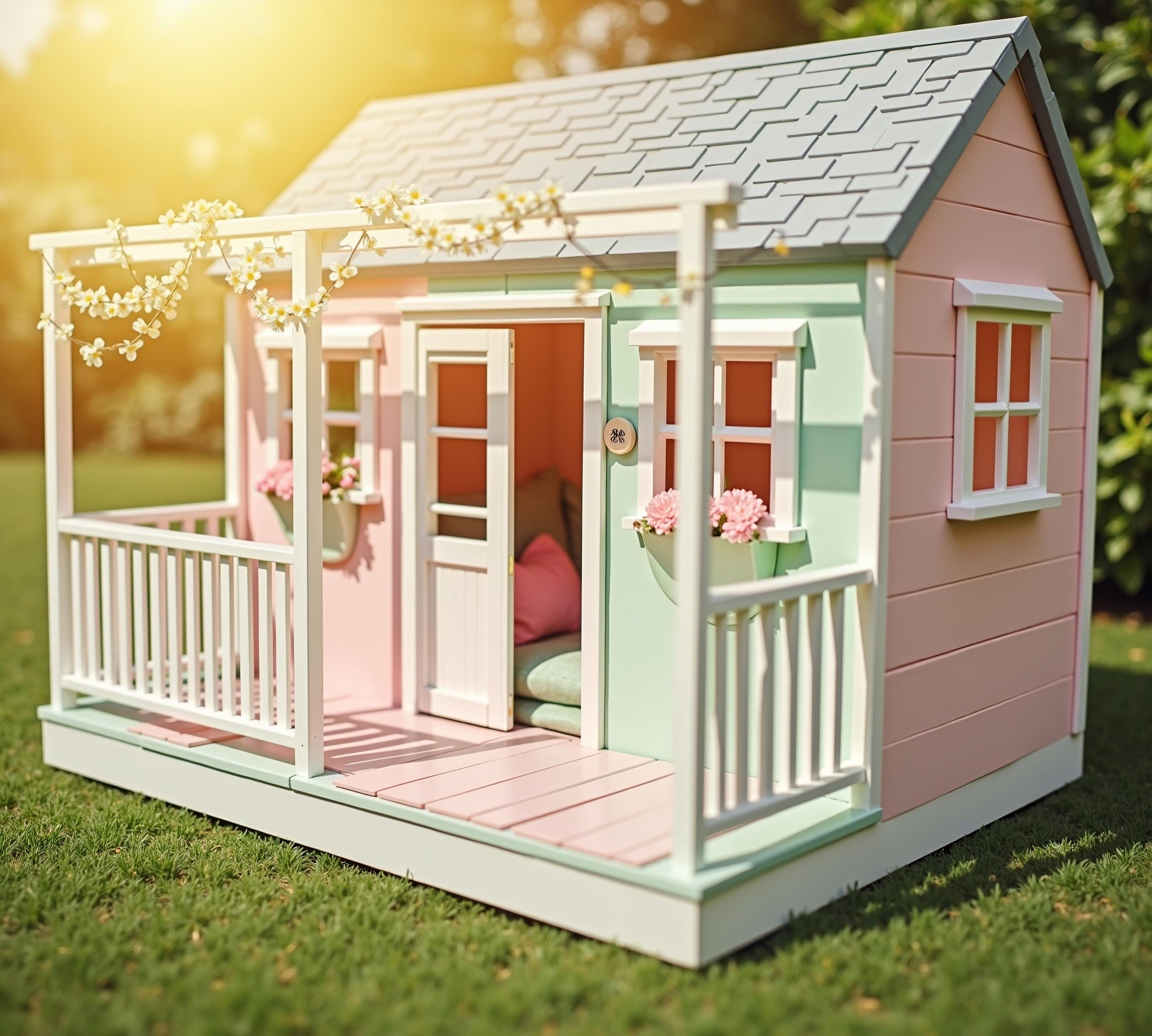 Cozy Playhouse Plans - DIY Children's Outdoor Playhouse With Porch and ...