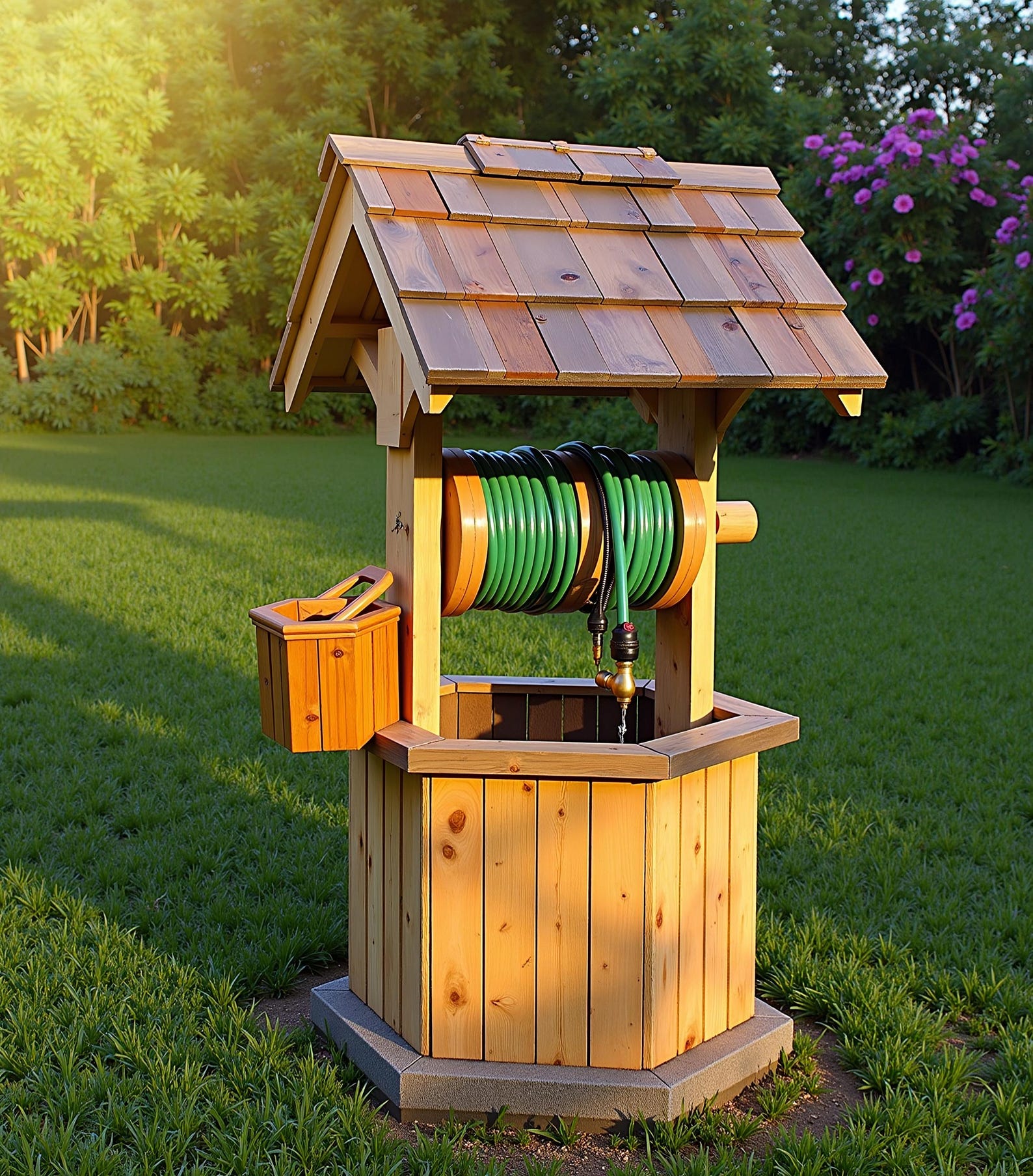 DIY Wishing Well Garden Hose Reel Plan: Rustic Cedar Planter (PDF ...