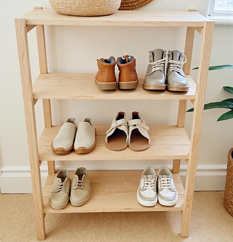 DIY Wooden Shoe Rack Plan – Step-by-step Build Guide PDF – Entryway ...