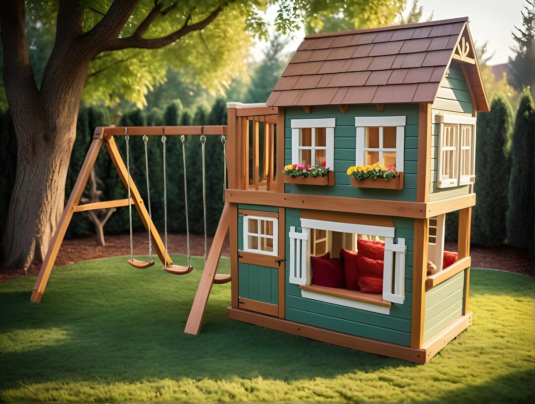 DIY Double Playhouse Plans: Step-by-step Guide (PDF Download) - Etsy