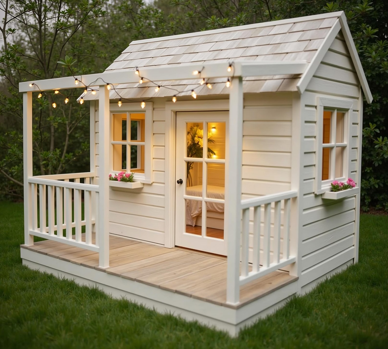 Cozy Playhouse Plans - DIY Children's Outdoor Playhouse With Porch and ...