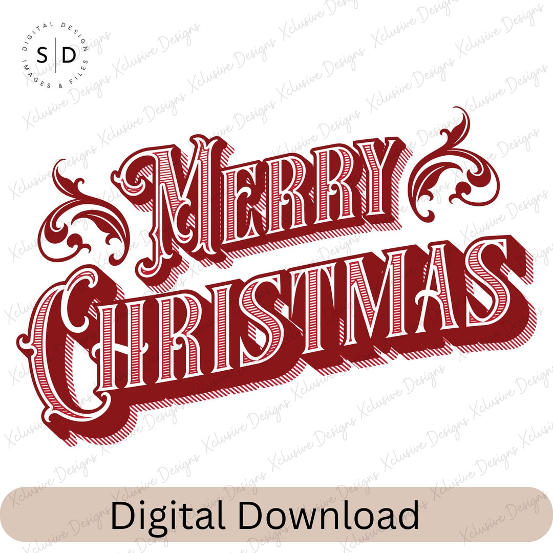 Merry Christmas Vintage PNG Christmas Vintage Christmas - Etsy