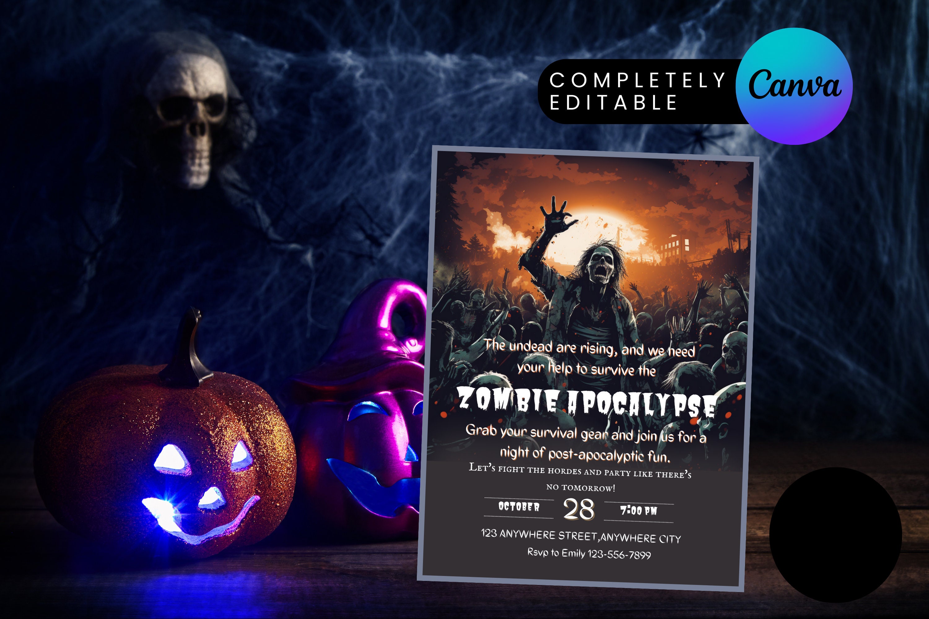 Zombie Apocalypse Halloween Invitation Halloween Costume Party - Etsy