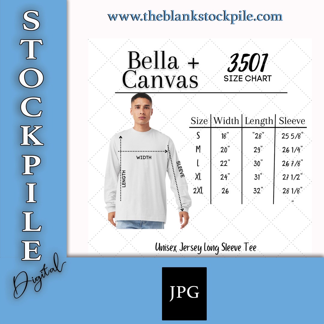 Bella Canvas Size Chart 3501 Long Sleeve T Size Chart Bella Guide ...