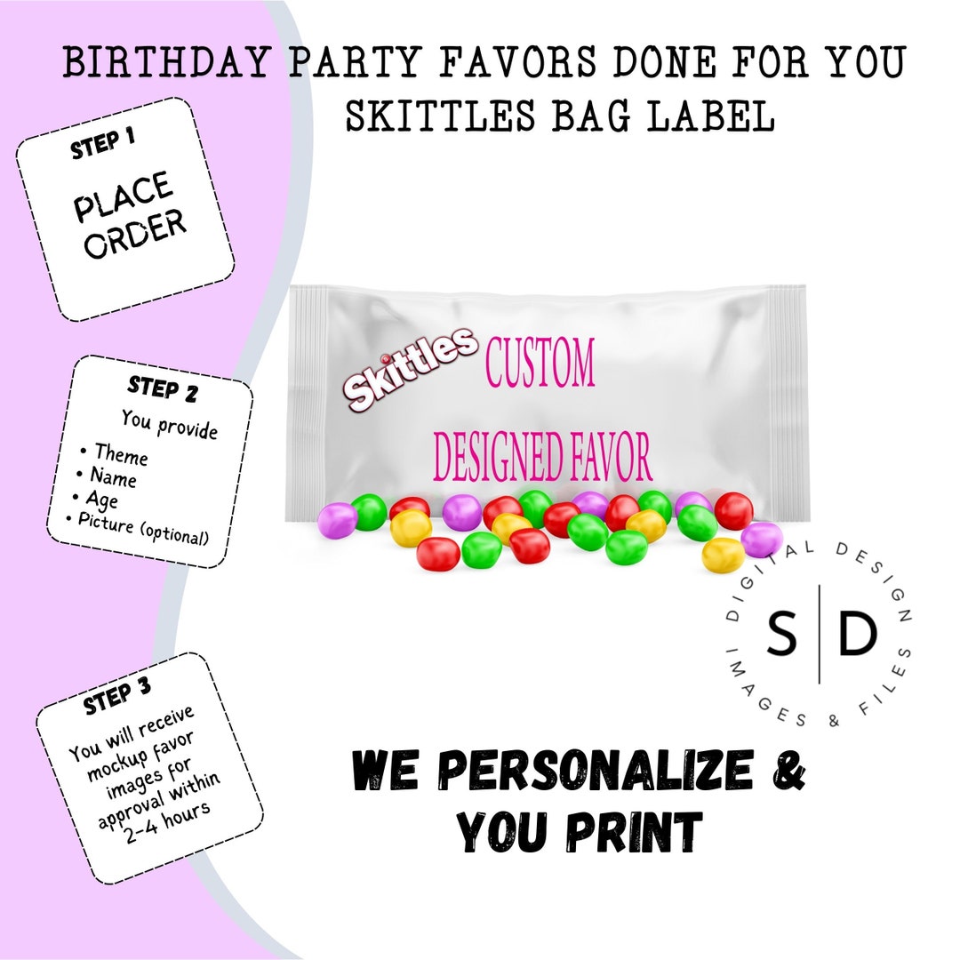 Custom Skittles Bag Custom Personalized Chip Bag Birthday Party Favor ...