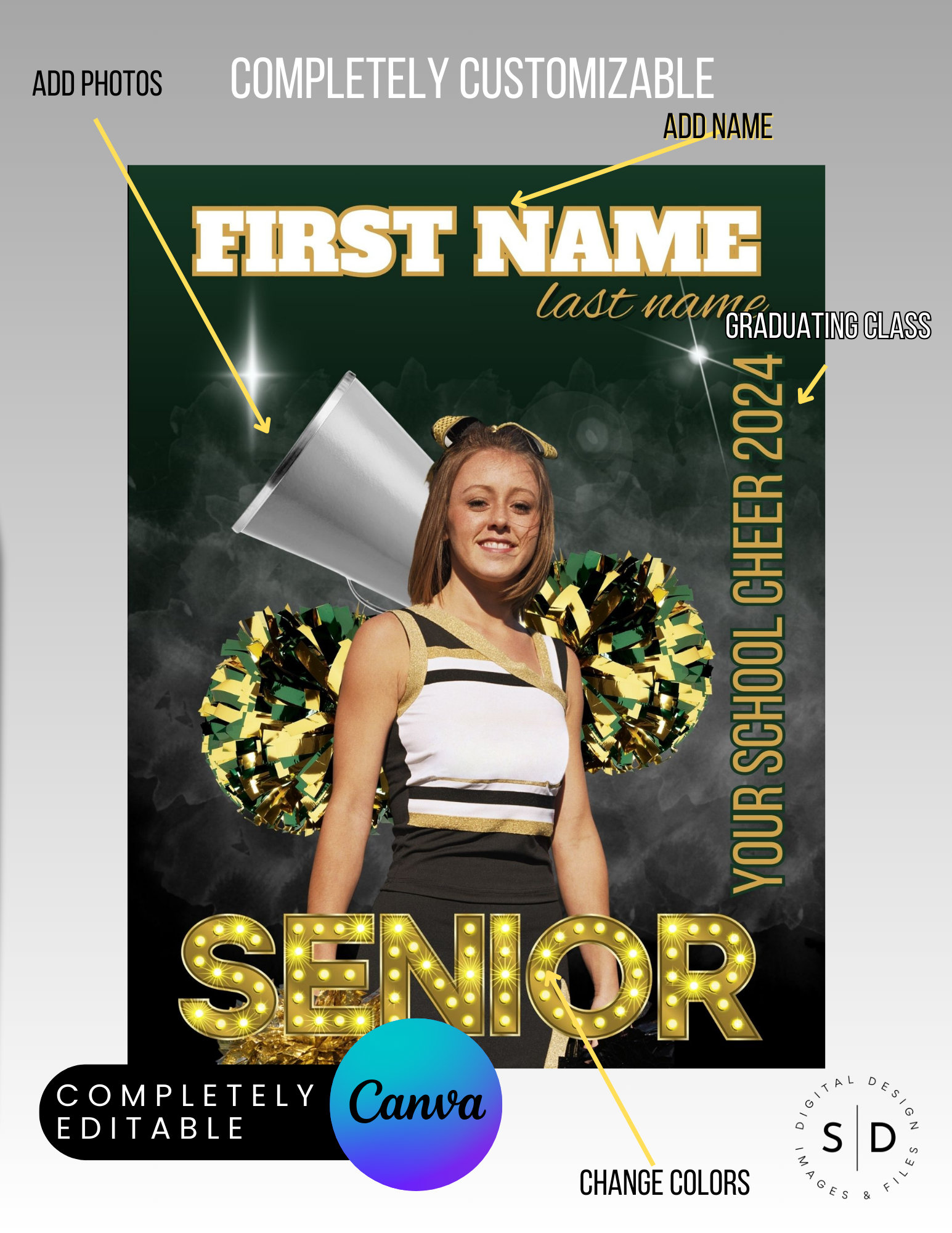 Cheer Poster SPORTS Trading Card TEMPLATE Canva Template Digital ...