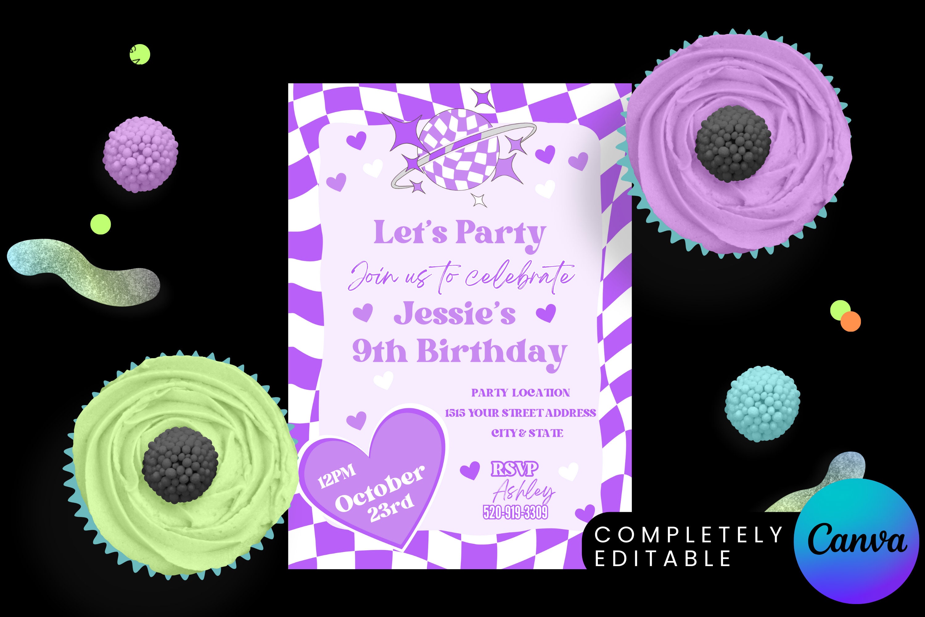 Retro Checkerboard Theme Invite Template Checkered Bday - Etsy