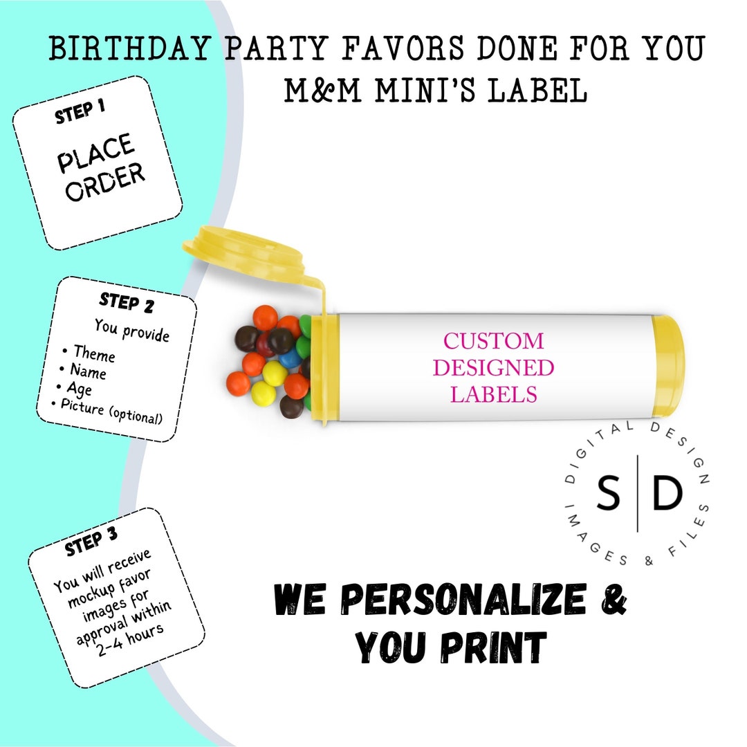 Custom M&M Mini's Custom Personalized Candy Tubes Birthday Party Favor ...