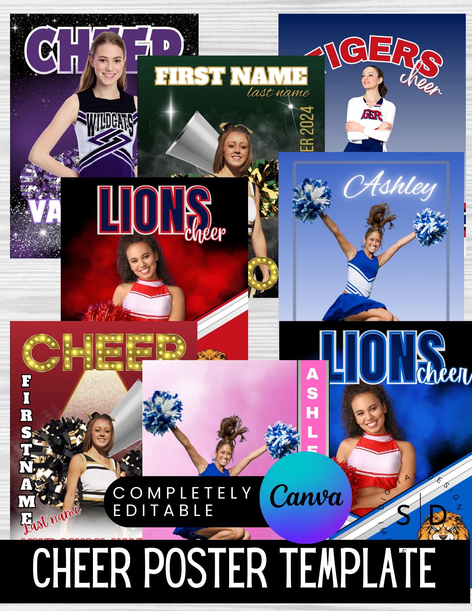 Cheer Poster SPORTS Trading Card TEMPLATE Canva Template Digital ...