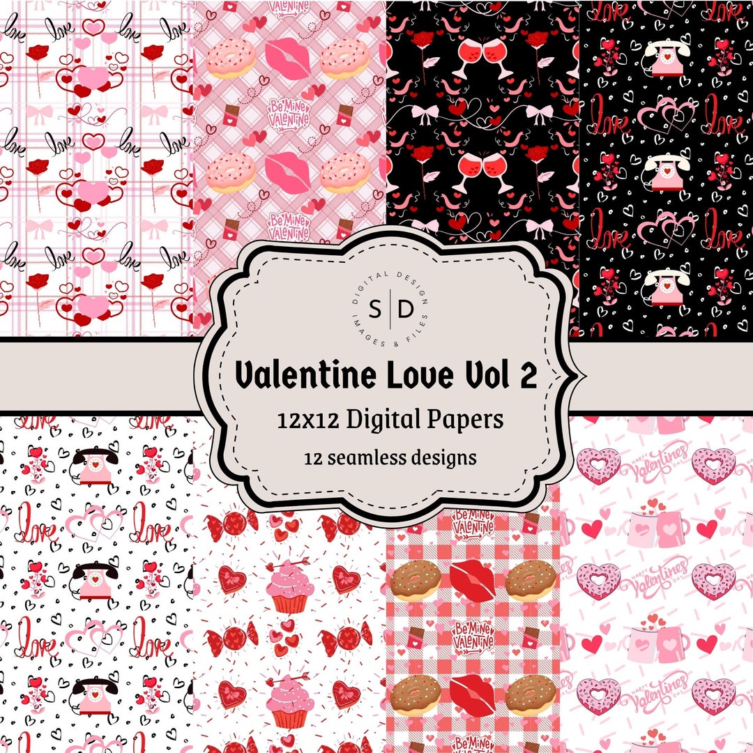 Valentine Lovers Vol 2. 12 Pack, Cupid Love Theme Scrapbook Paper ...