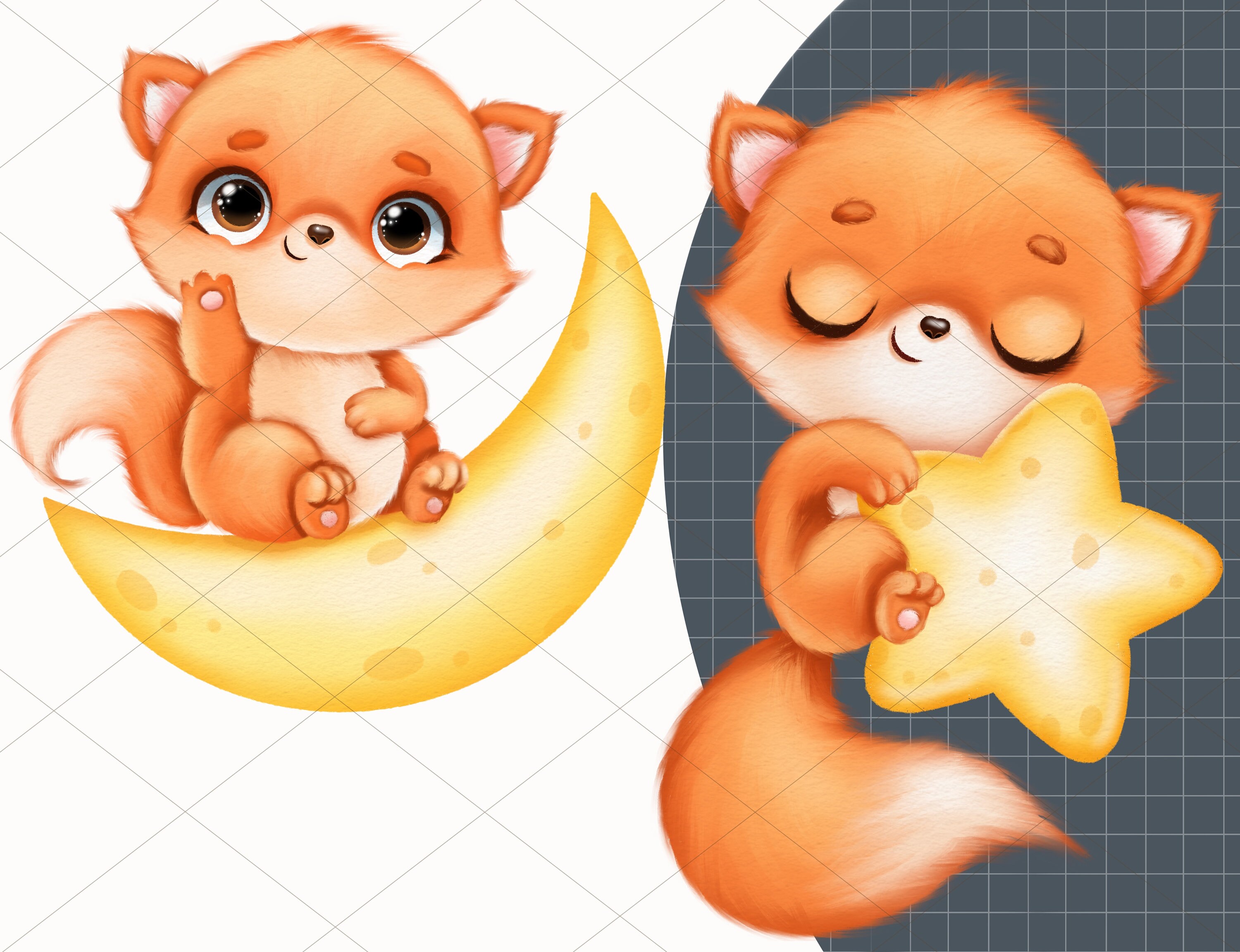 Adorable Baby Fox Clipart Cute Little Fox Graphics for Nursery Decor ...