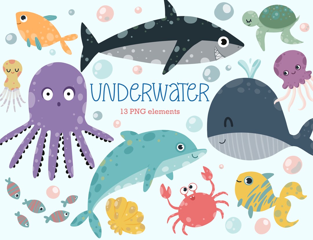Sea Animals Clipart, Boho Sea Life SVG, Bohemian Undersea PNG, Nautical ...
