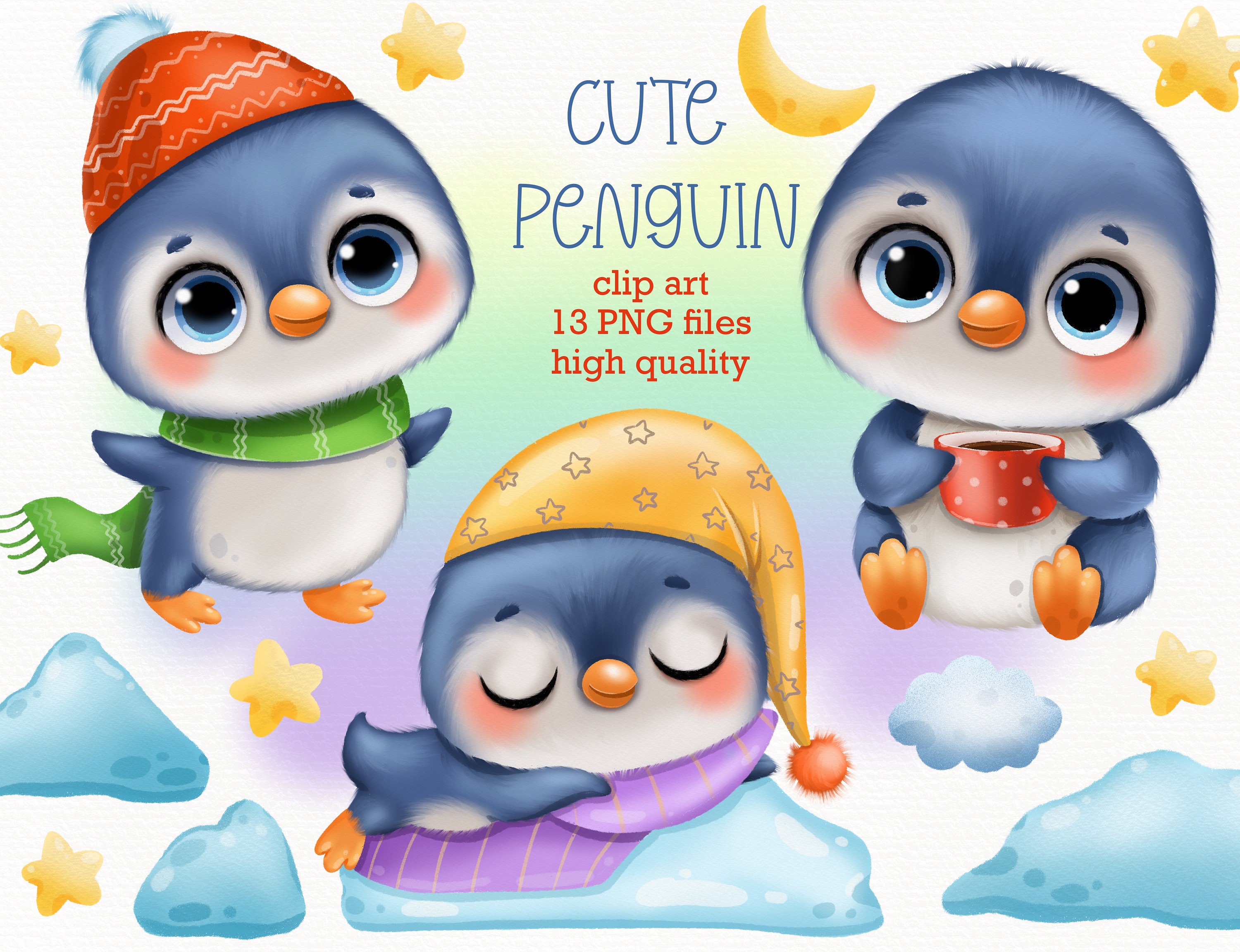 Winter Penguin Clip Art Border