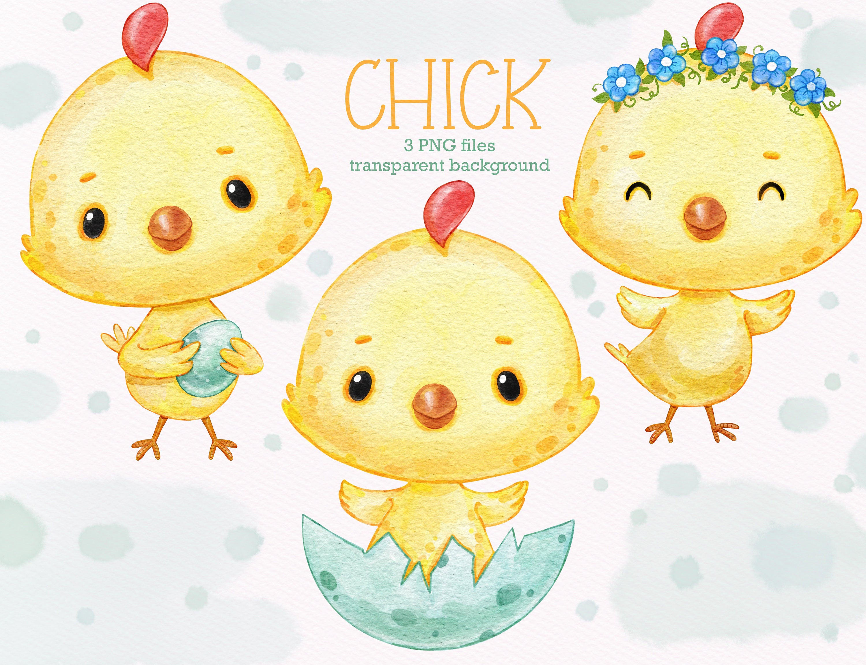 Watercolor Chick Clipart, Baby Chick Clipart, Easter Clipart, Cute ...