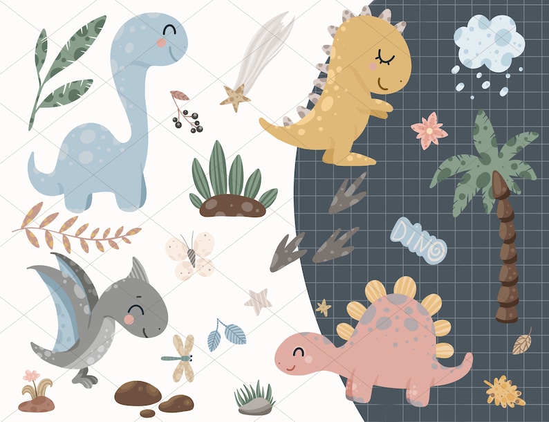 Dinosaur Clipart Baby Dino Clip Art Cute Animals Clipart - Etsy Australia