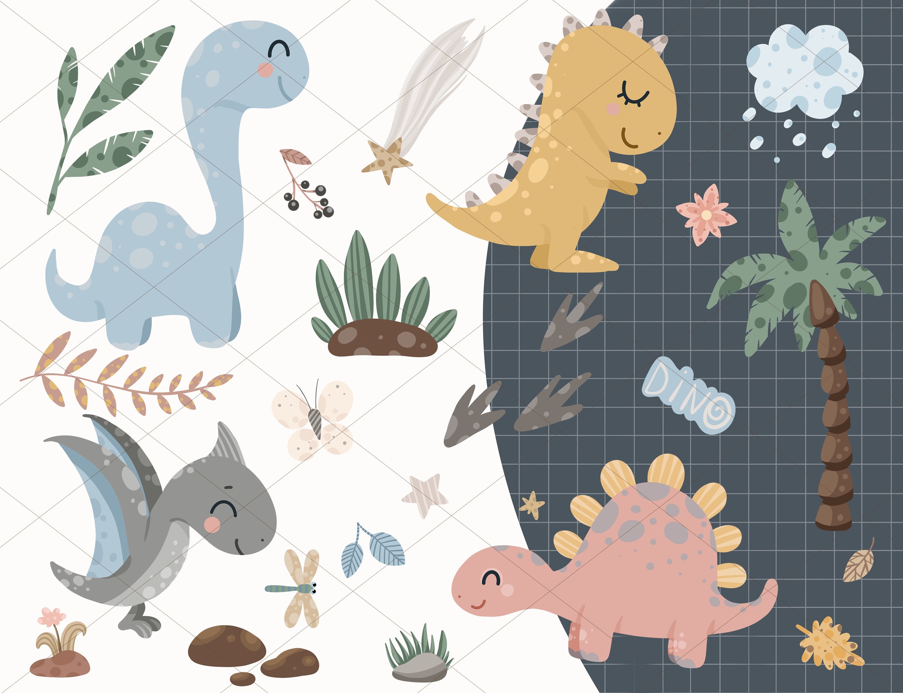 Dinosaur Clipart Baby Dino Clip Art Cute Animals Clipart - Etsy Australia