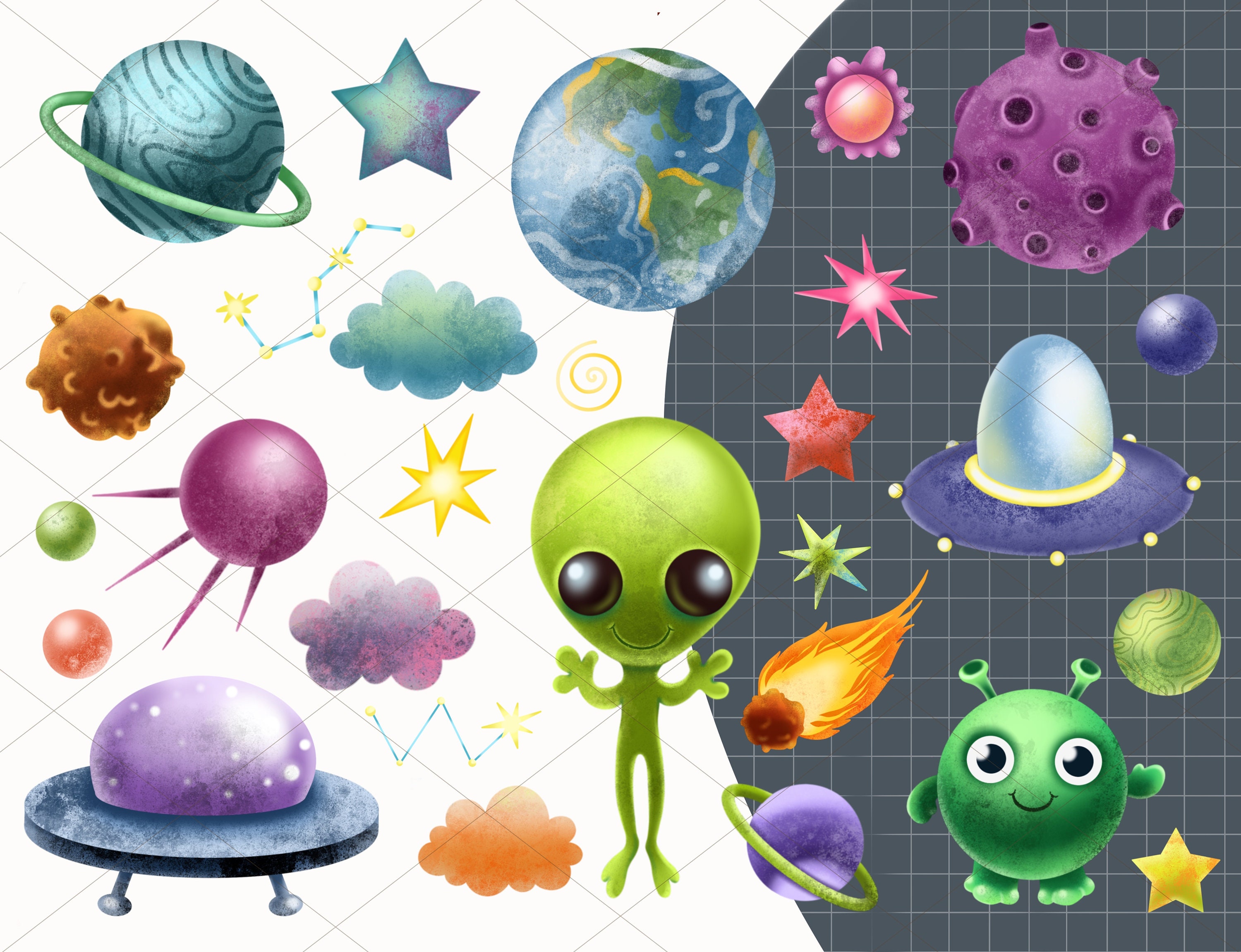 Astronaut Space Watercolor Clipart, Digital Print, Outer Space Art ...