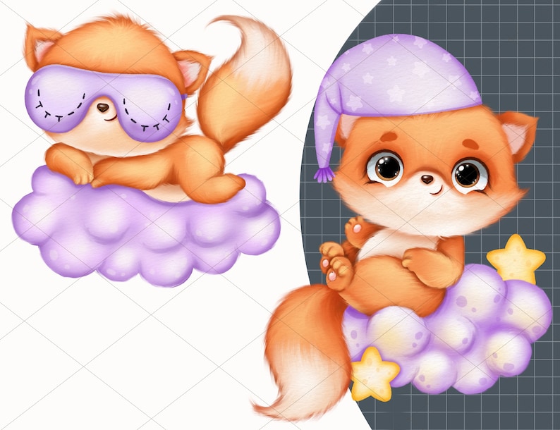 Adorable Baby Fox Clipart Cute Little Fox Graphics for Nursery Decor ...