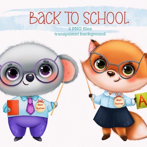 Back to School Clipart, School Animals Clipart, Cute Animals, Teacher ...