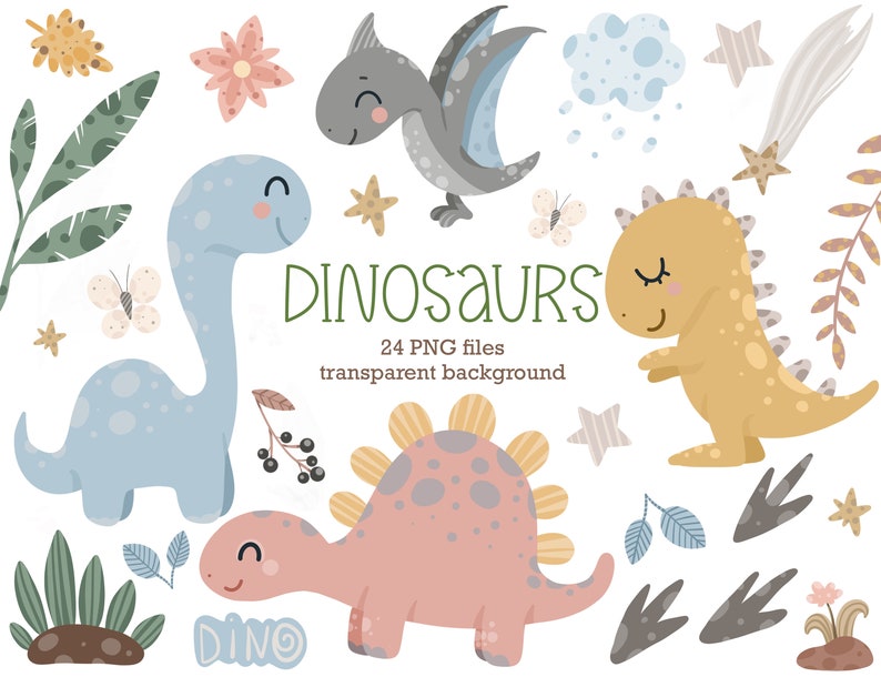 Dinosaur Clipart Baby Dino Clip Art Cute Animals Clipart - Etsy Australia