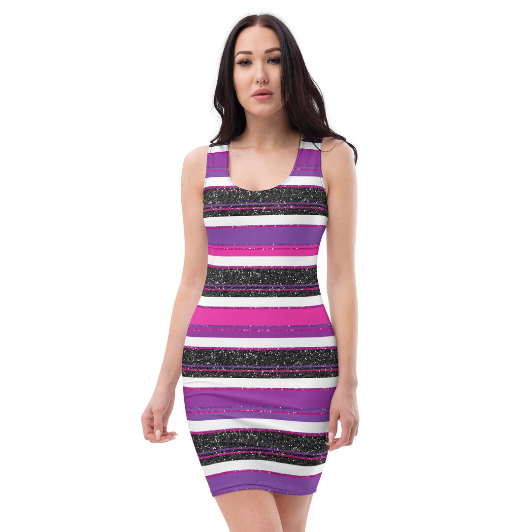 Pastel Goth Striped Bodycon Dress Women's Gothic Clothing, Alt Clothing ...