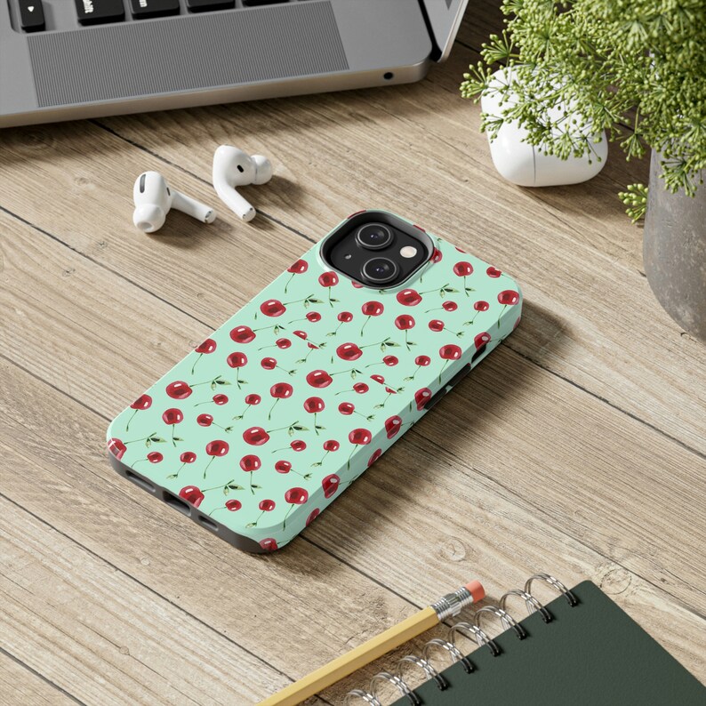 Coquette Cherry iPhone Case, Cute Trendy Tough Phone Cases for iPhone ...