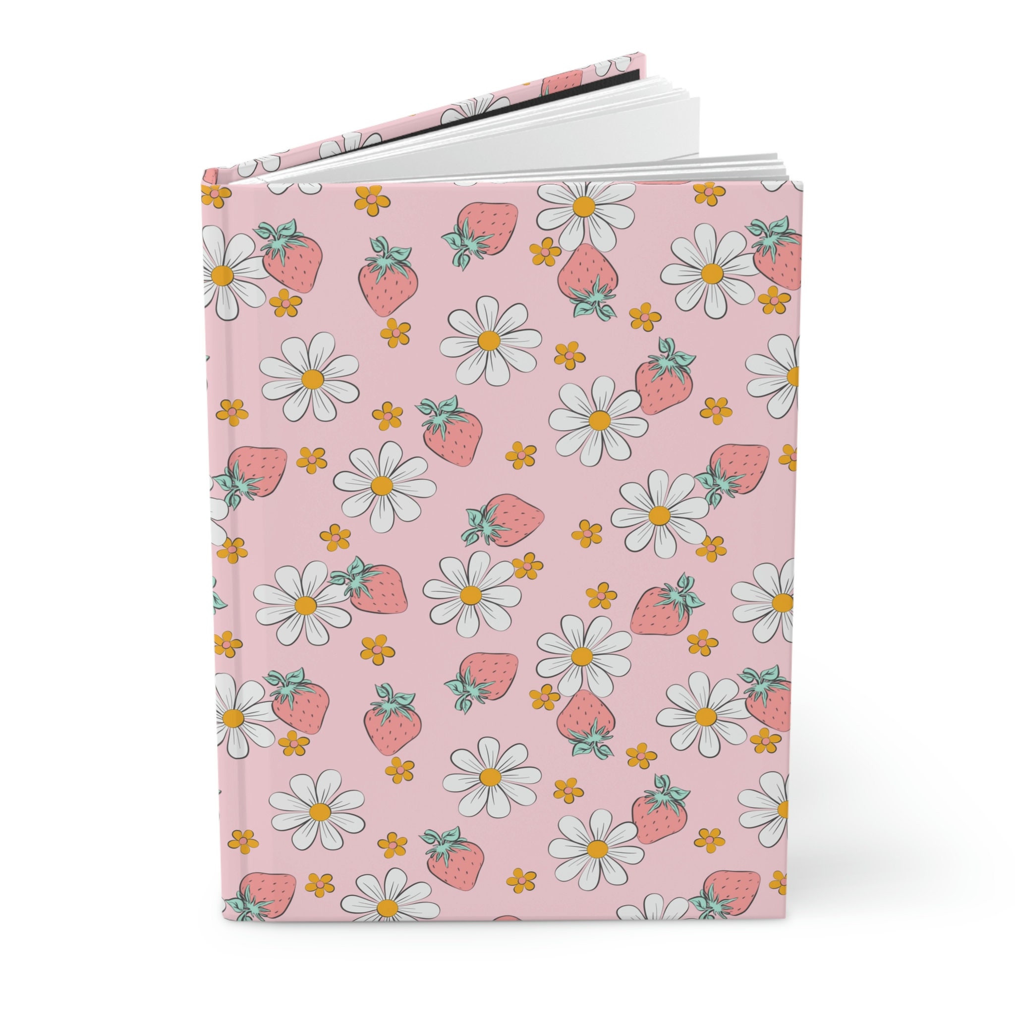 Cottagecore Strawberry Hardcover Journal, Kawaii Notebook, Coquette ...