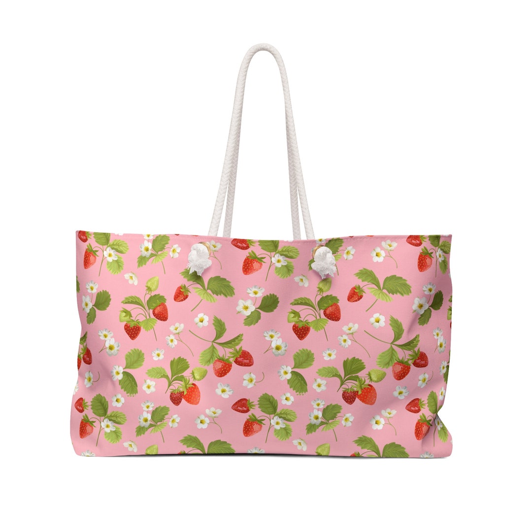 Strawberry Weekender Bag, Cottagecore Tote Bag, Coquette Weekender ...