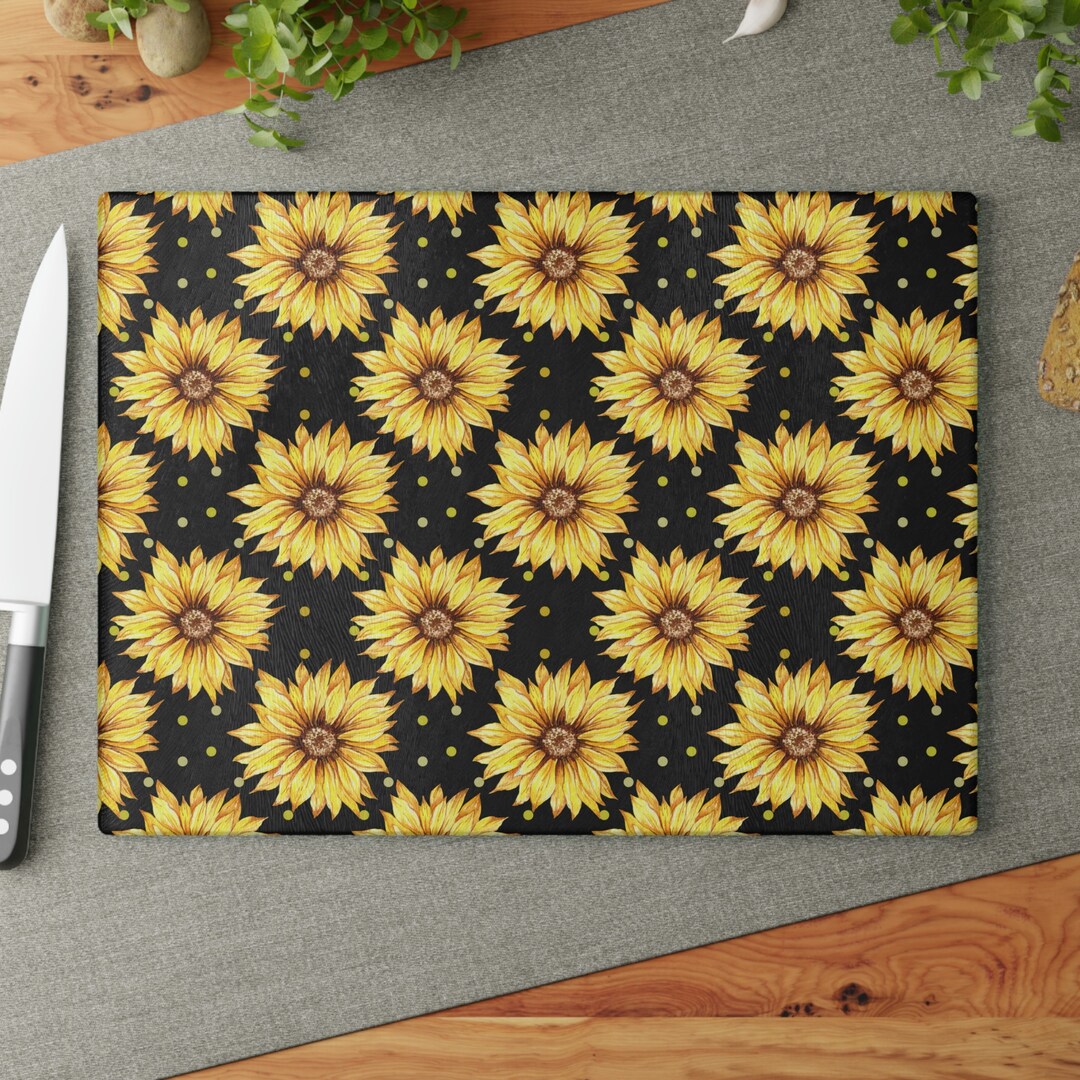 Sunflower Glass Cutting Board Sunflower Home Decor Floral Kitchen Decor ...