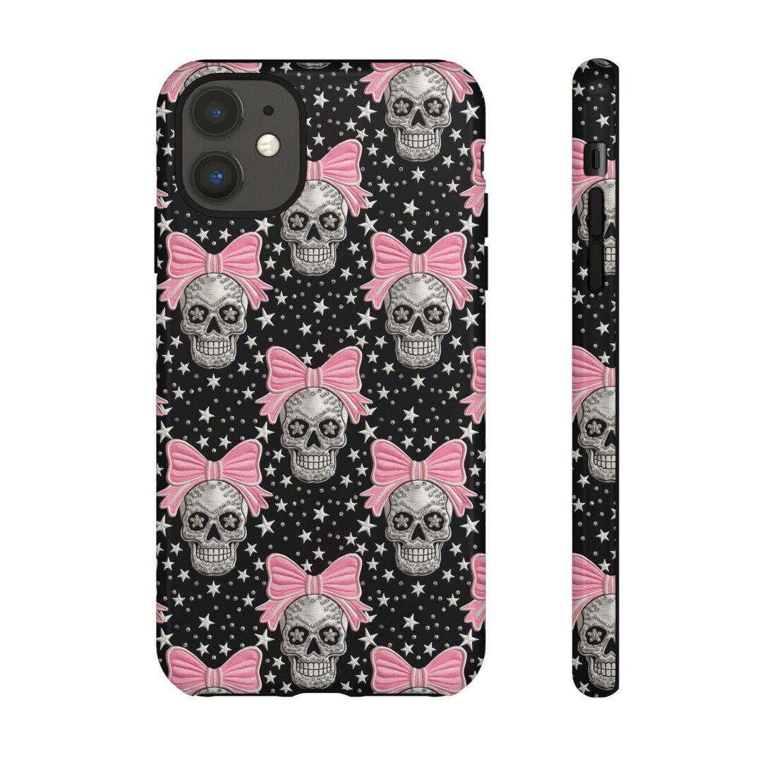 Skull and Bow Phone Case, Edgy Phone Cover, Tough Phone Protector ...