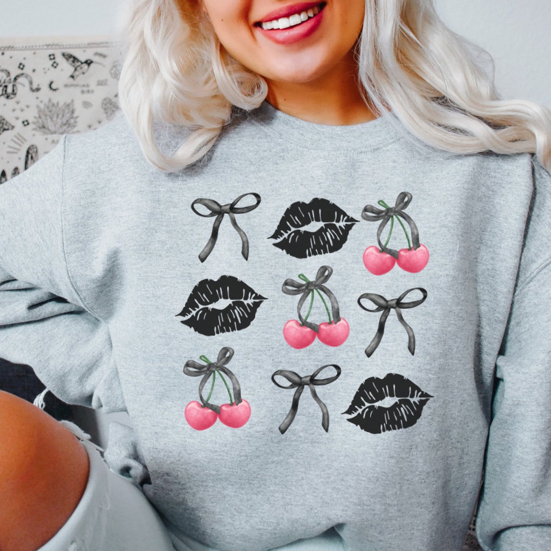 Dark Coquette Crewneck Sweatshirt, Goth Emo Coquette Pink and Black ...