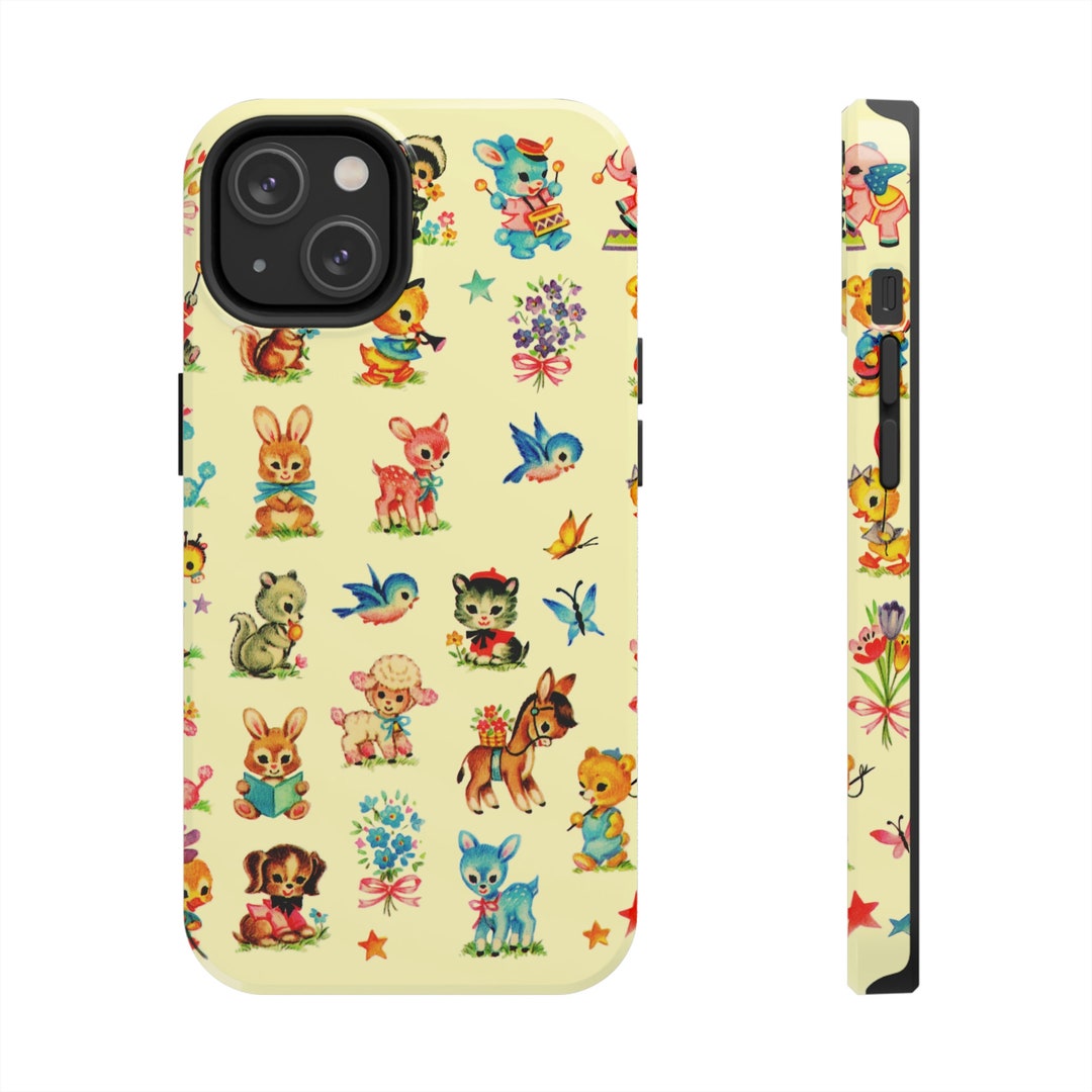Coquette, Vintage Baby Animals Phone Case for iPhone 14, 12 11 10 9 8 ...
