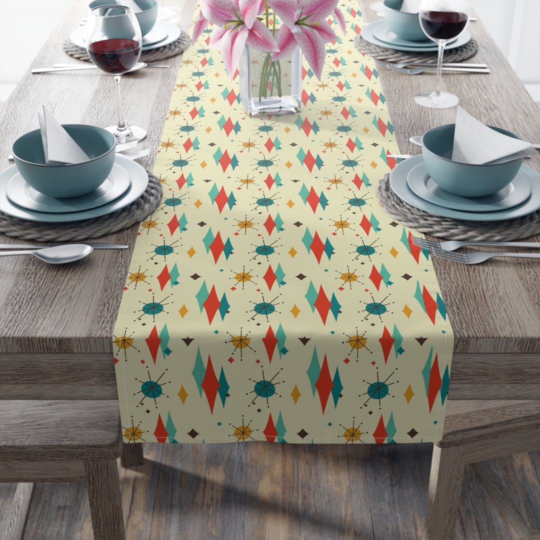 Mid Century Modern Table Runner (cotton, Poly), Retro Aesthetic Kitchen ...